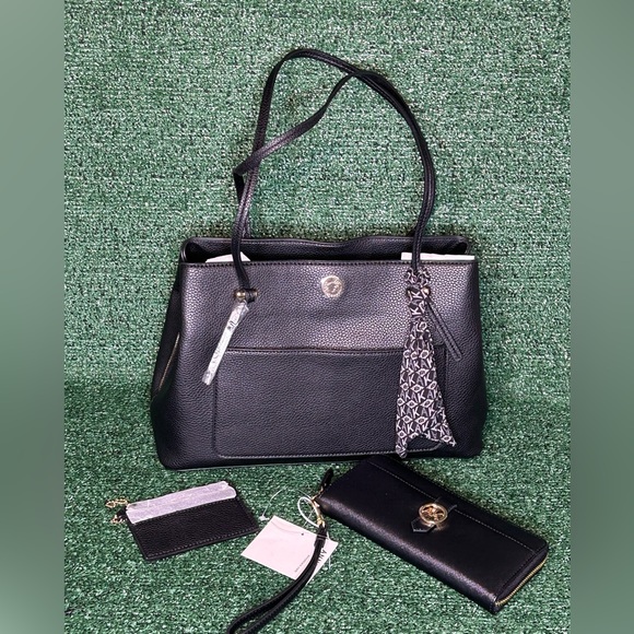 Anne Klein | Bags | Nwtanne Klein Black The Sadie Leather Sadie Comp ...